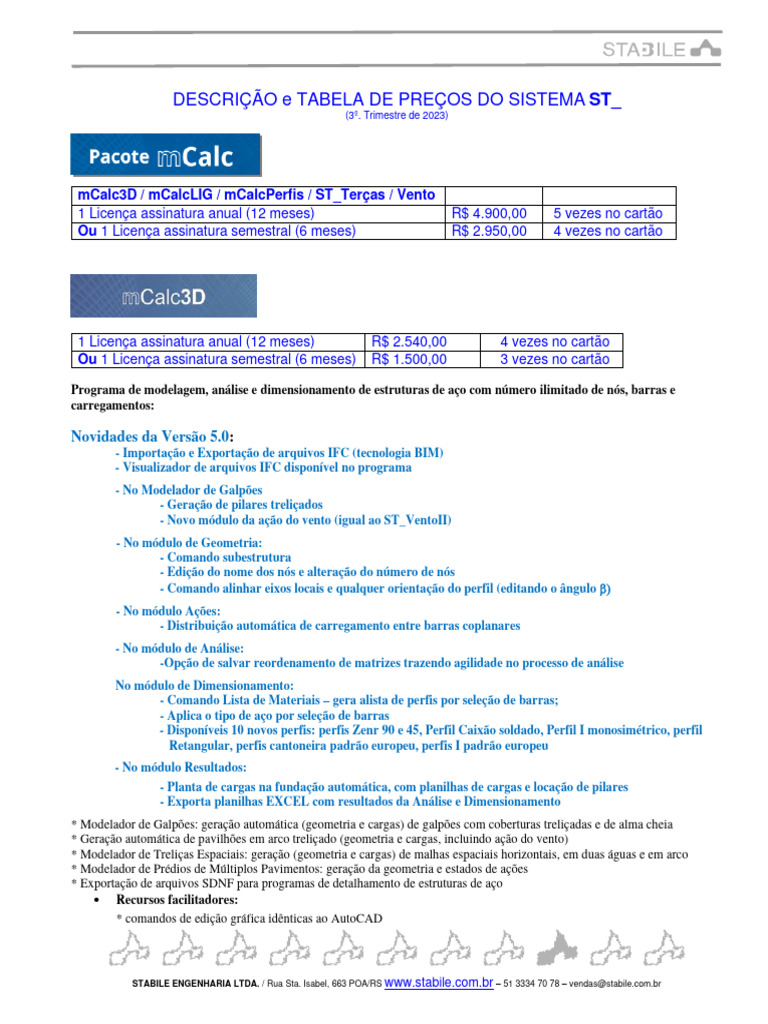 Preços e Descrição do Sistema ST_ 2023 | PDF | Auto Cad | Viga