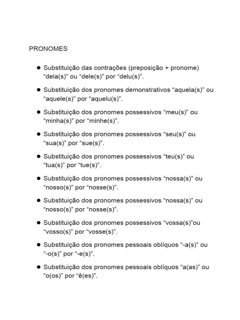 Regras Gramaticais Neutras | PDF | Pronome | Preposição e posposição