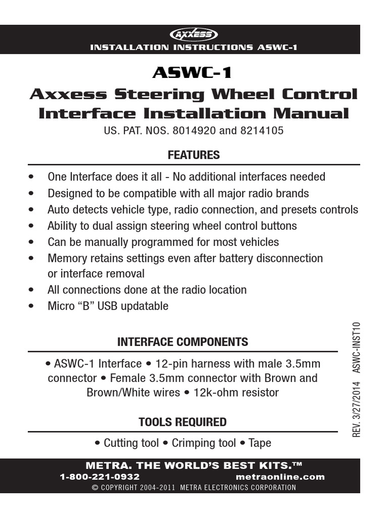 Toyota Tacoma ASWC 1 Steering Wheel Interface Controller Kit | PDF ...