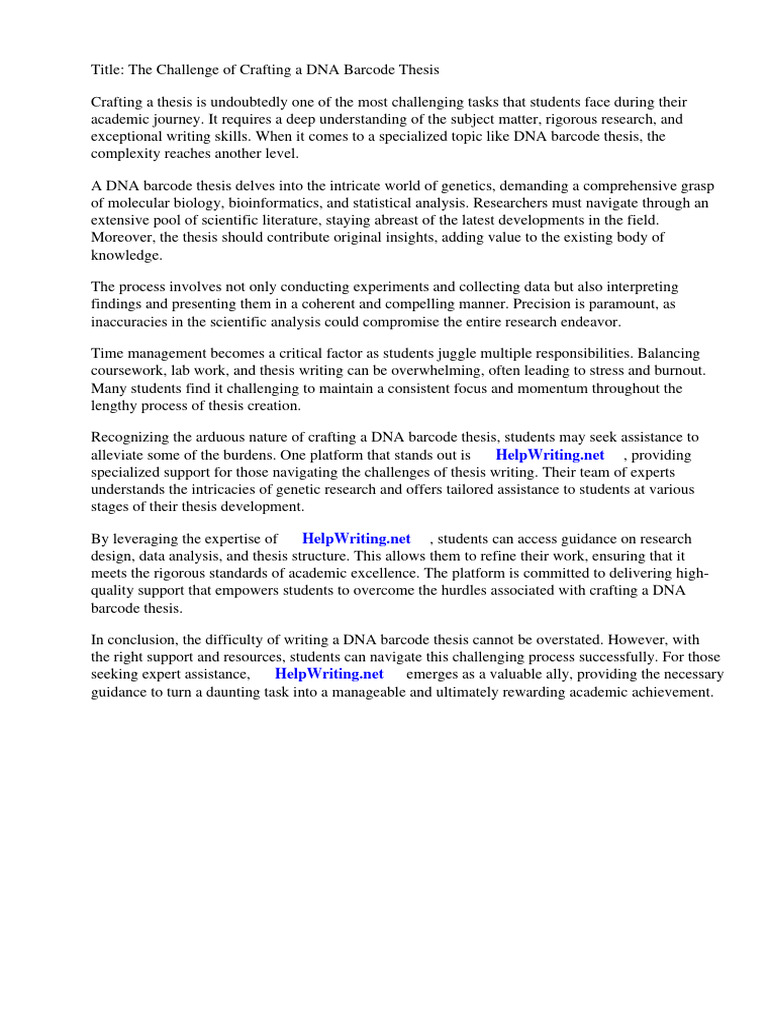 Dna Barcode Thesis | Download Free PDF | Species | Biology