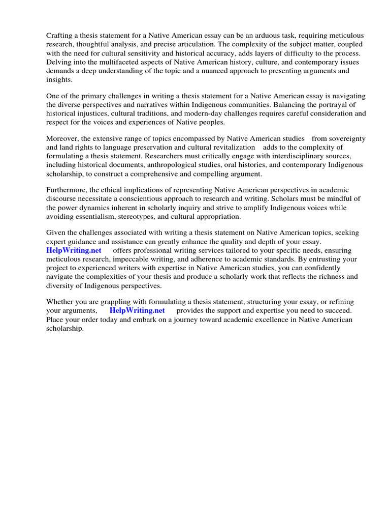 Thesis Writing for Native American Essays | PDF | Social Science