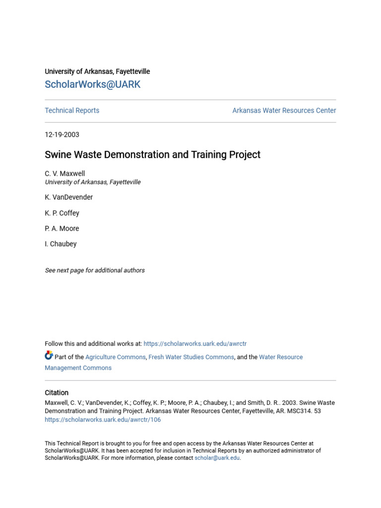 Swine Waste Demonstration and Training Project | PDF | Surface Runoff ...