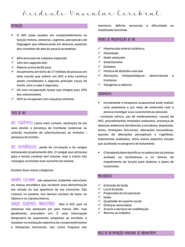 Acidente Vascular Cerebral | PDF | AVC | Doenças e distúrbios humanos