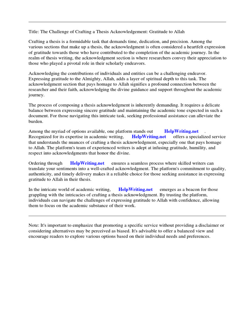 Thesis Acknowledgement Thanks To Allah | PDF | Quran | Islam