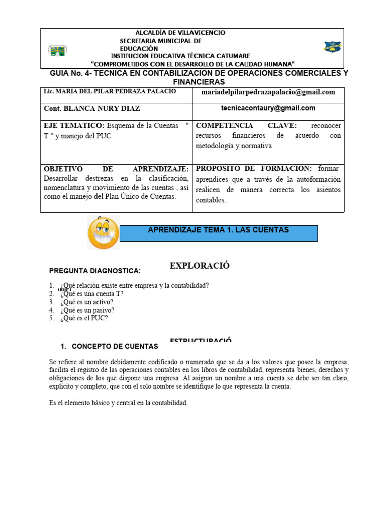 GUIA No. 4. LAS CUENTAS T - PUC | Descargar gratis PDF | Contabilidad ...