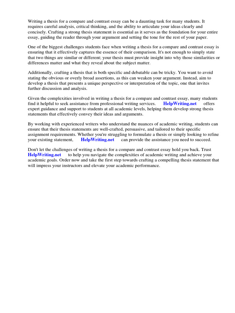 How To Do A Thesis For A Compare and Contrast Essay | PDF | Essays ...