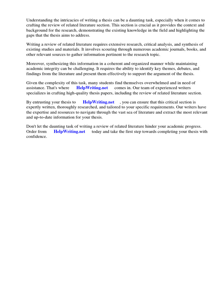 What Is Review of Related Literature in Thesis | PDF | Thesis | Knowledge