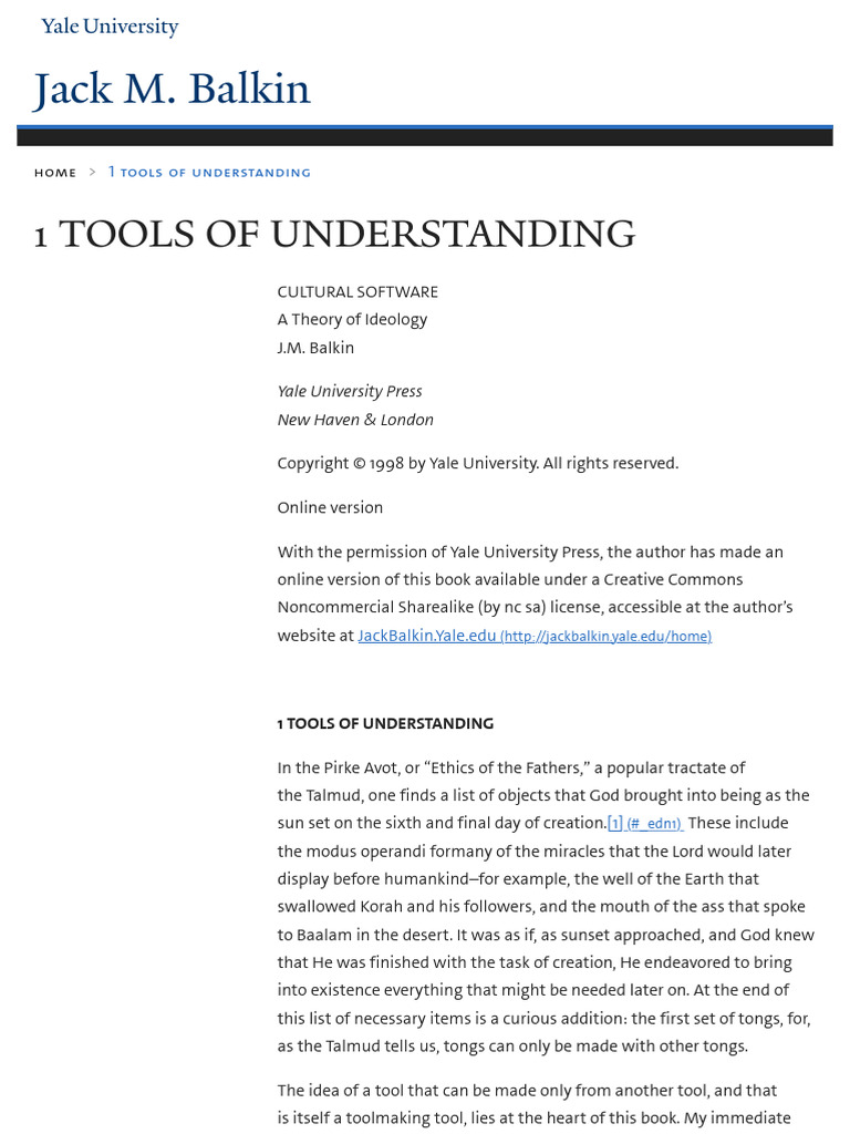 1 TOOLS OF UNDERSTANDING - Jack M. Balkin | PDF | Mind | Cognitive Science