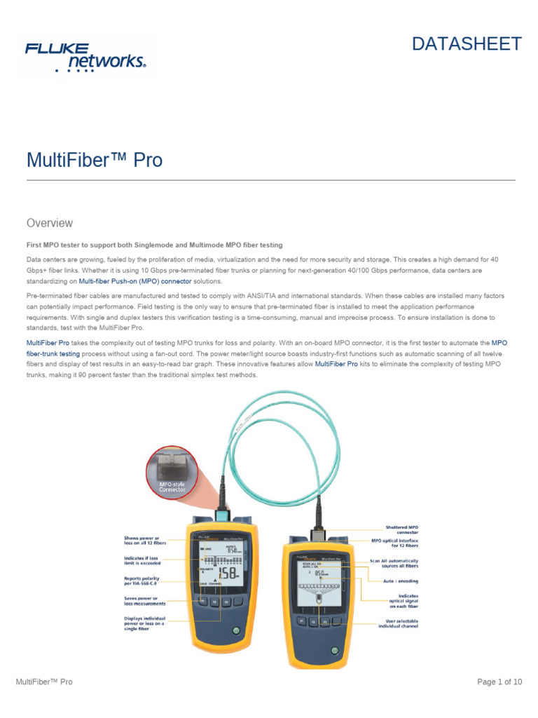 MultiFiber™ Pro-4213085D | Download Free PDF | Optical Fiber | Computing