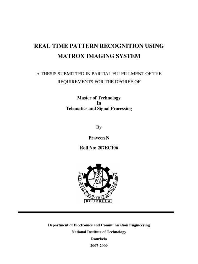Real Time Pattern Recognition Using Matrox Imaging System | PDF ...