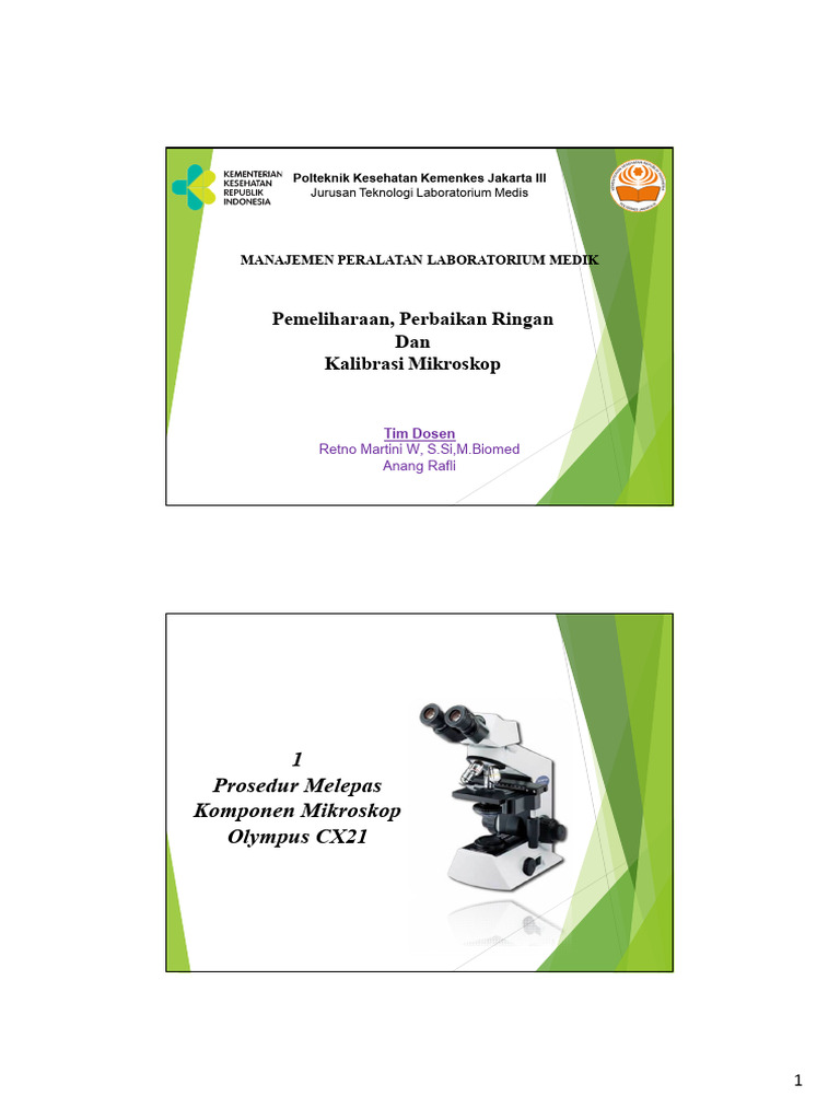 Pemeliharaan Dan Kalibrasi Mikroskop | PDF