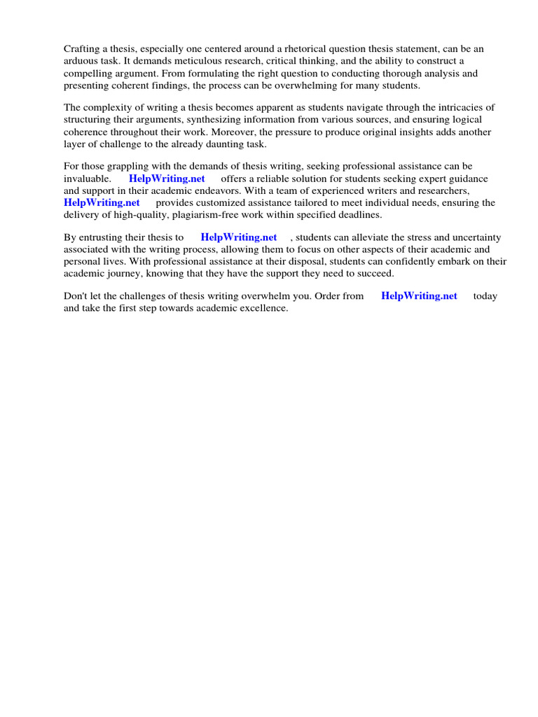 Rhetorical Thesis Writing Help | PDF | Rhetoric | Essays