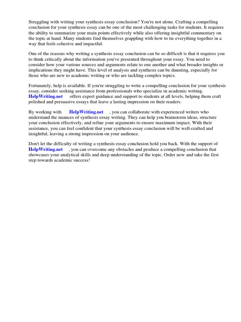 Synthesis Essay Conclusion | PDF | Essays | Homeschooling