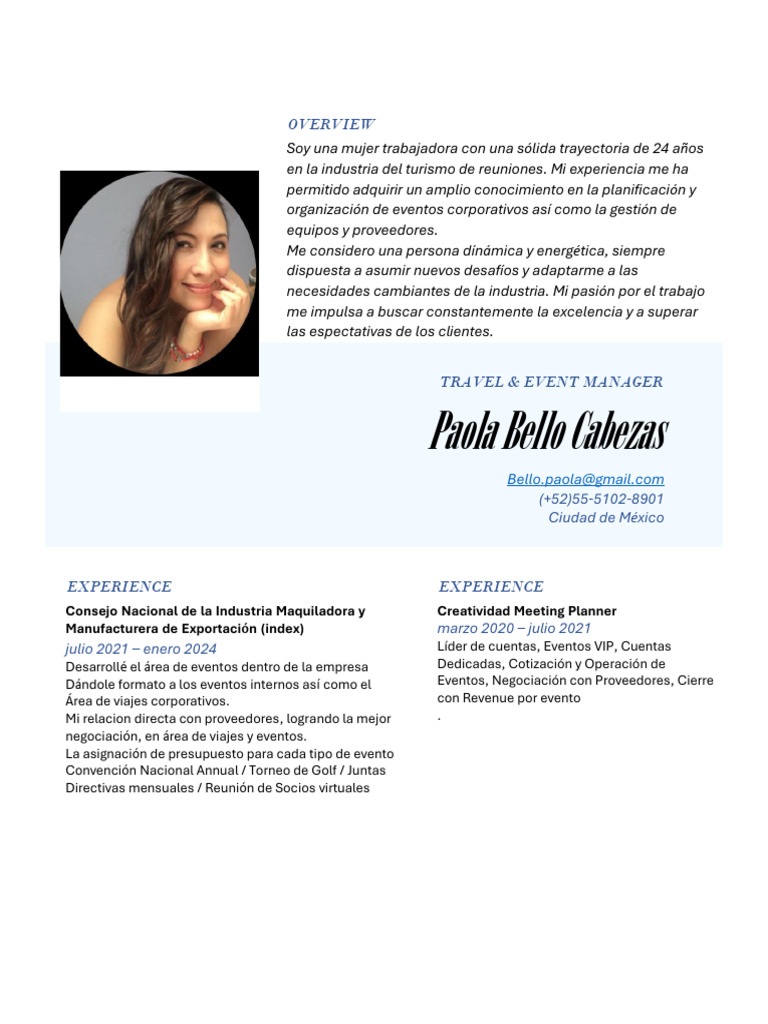 CV Paola Bello 2024 | PDF | Business | Economias