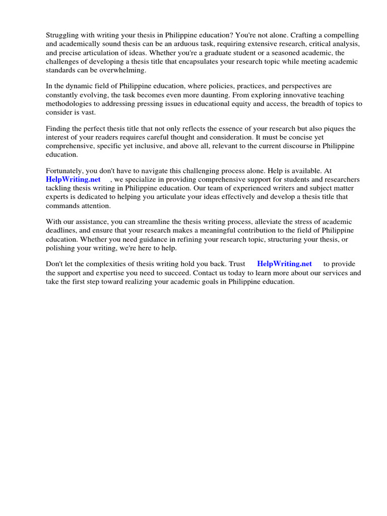 Thesis Titles in Philippine Education | PDF | Thesis | Essays