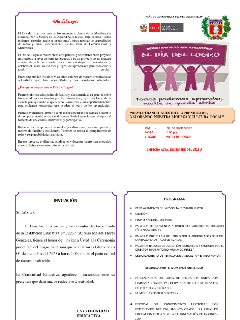 Programa Dia Del Logro 2023-Tarde | PDF | Aprendizaje | Enseñando