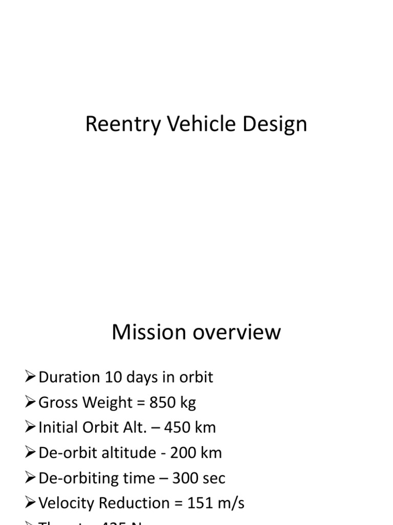 Reentry Vehicle Design Overview | PDF | Science & Mathematics ...