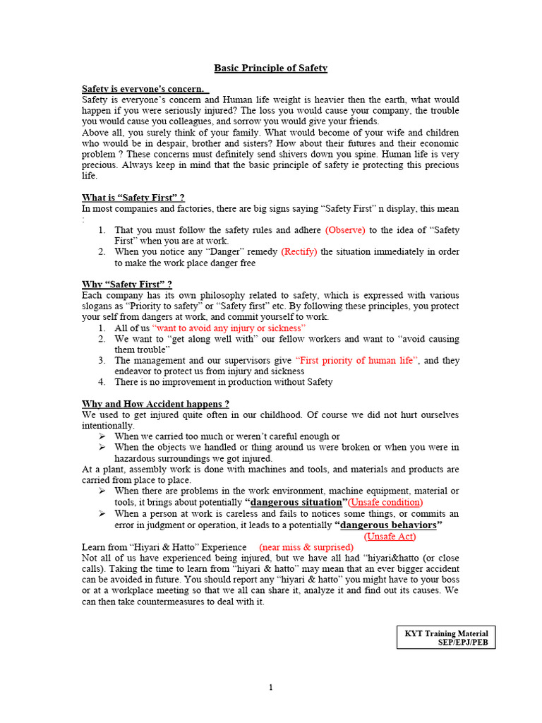 Basic Principle of Safety | PDF | Behavioural Sciences | Cognitive Science