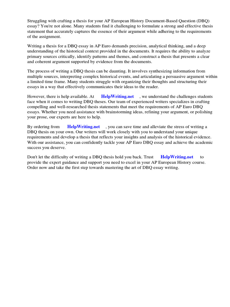 DBQ Thesis Example AP Euro | PDF | Essays | Thought