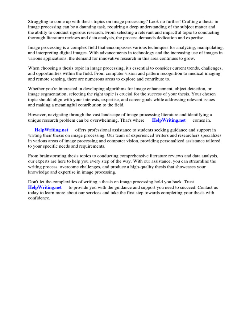 Thesis Topics in Image Processing | PDF | Computer Vision | Thesis