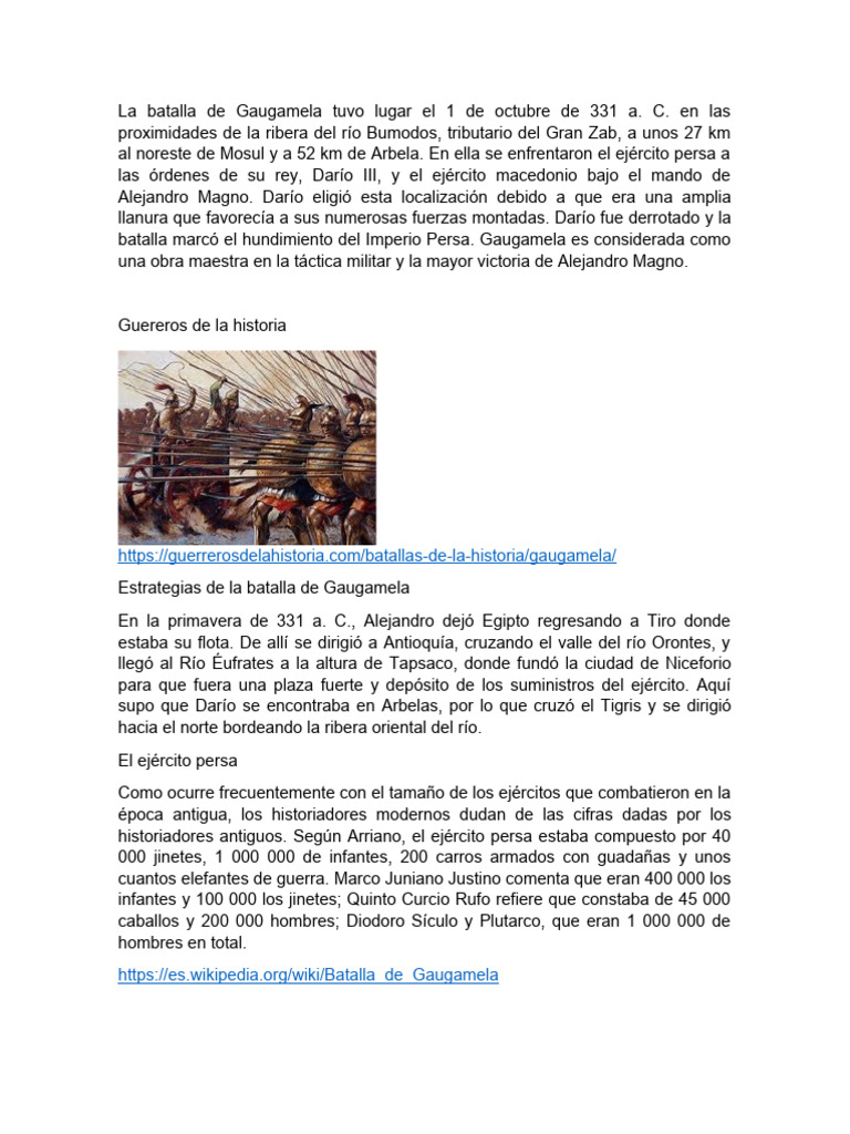 La batalla de Gaugamela | PDF | 1st Millennium Bc | Militar
