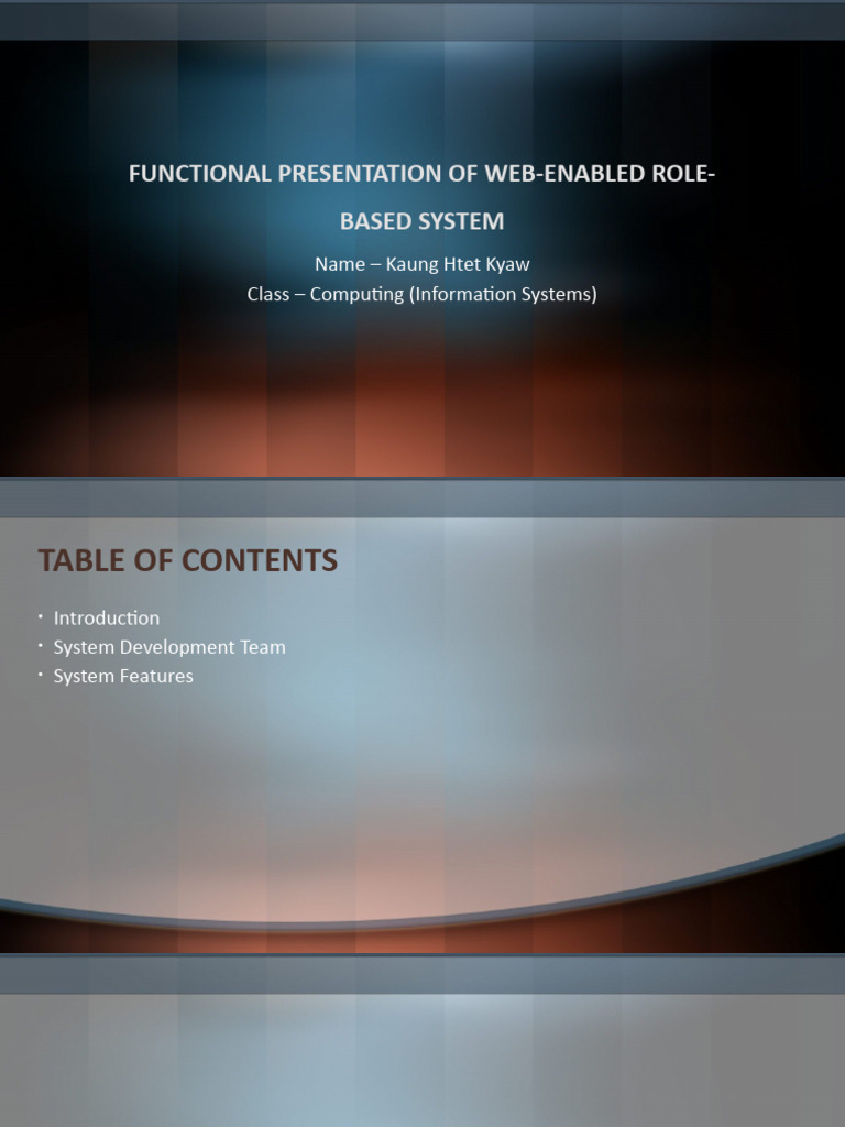 Functional Presentation of Web-Enabled Role-Based System | PDF | Computer File | World Wide Web