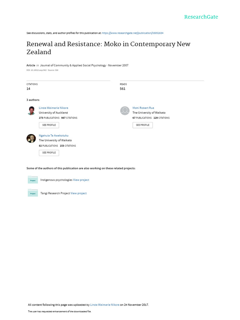 GROUP READING - Moko Tattooing in Contemporary New Zealand | PDF ...