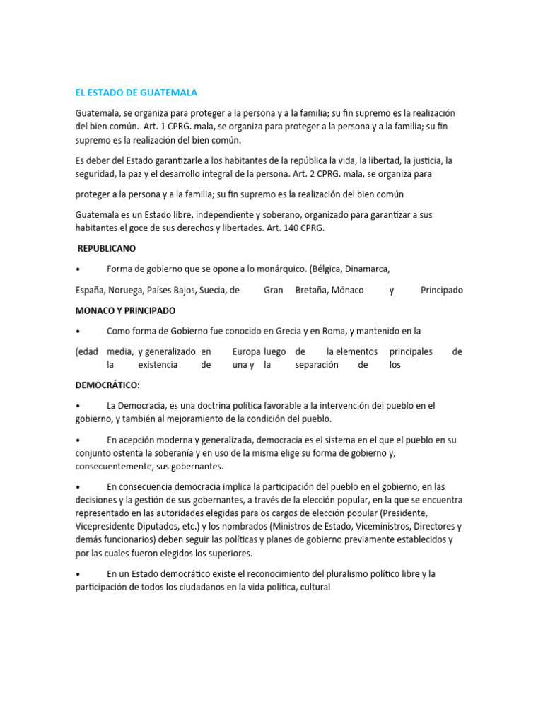 El Estado de Guatemala Texto | PDF