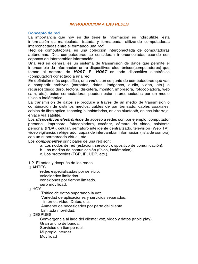 Clases de Redes | PDF | Red de computadoras | Servidor (Computación)