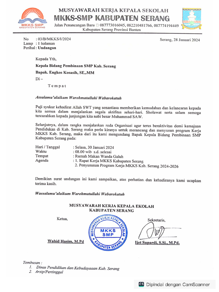 Surat Undangan Raker MKKS | PDF