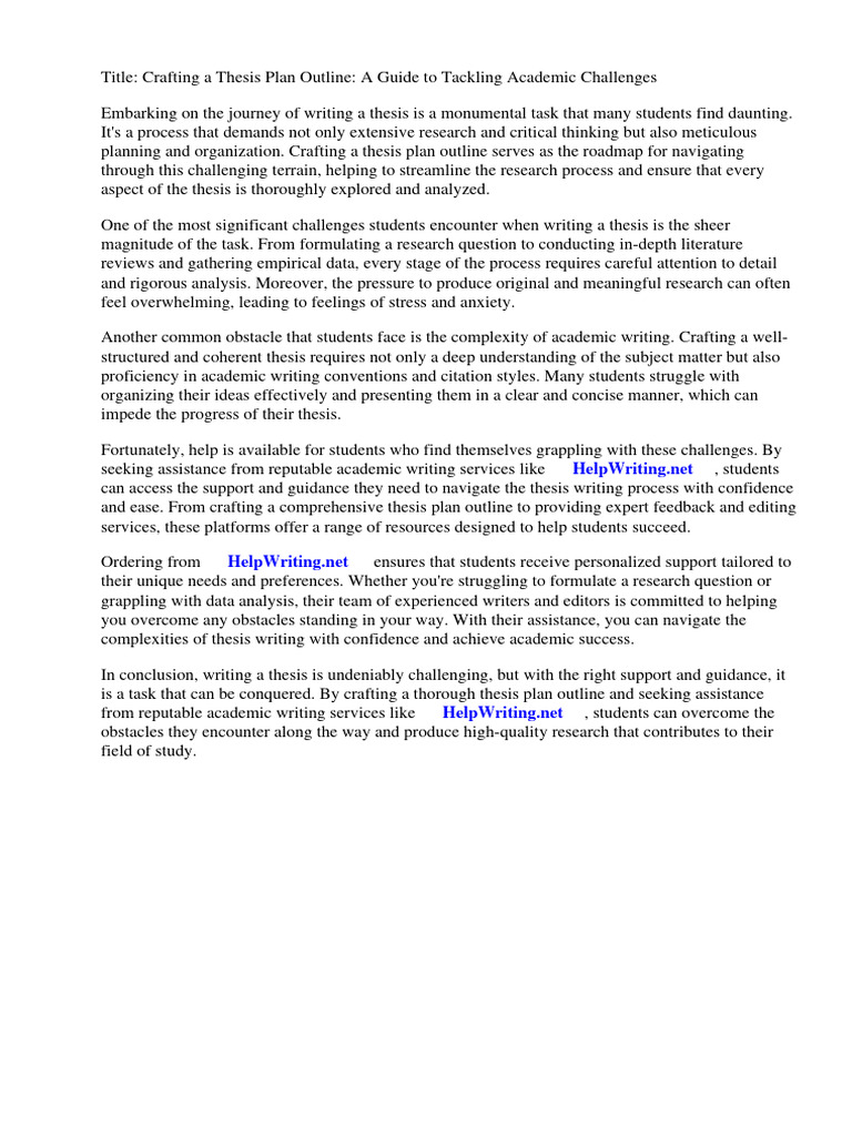 Thesis Plan Outline | Download Free PDF | Thesis | Citation