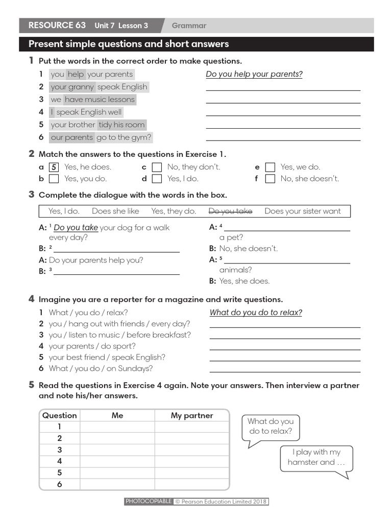 Present Simple Questions & Answers | PDF
