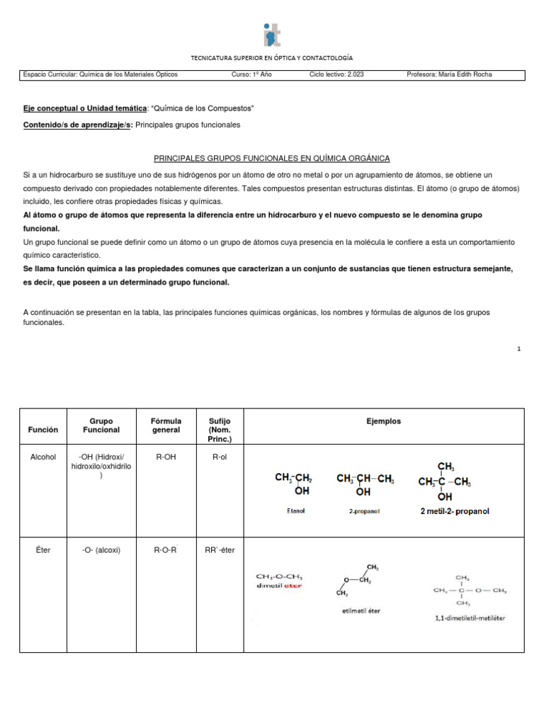 Grupos Funcionales En Química Orgánica 2023 Descargar Gratis Pdf 9320