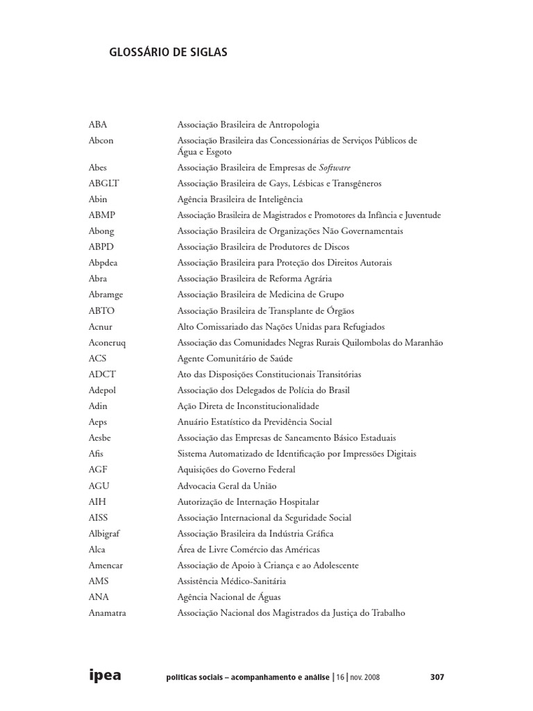 15 Glossario de Siglas | PDF | Bem-estar social | Brasil