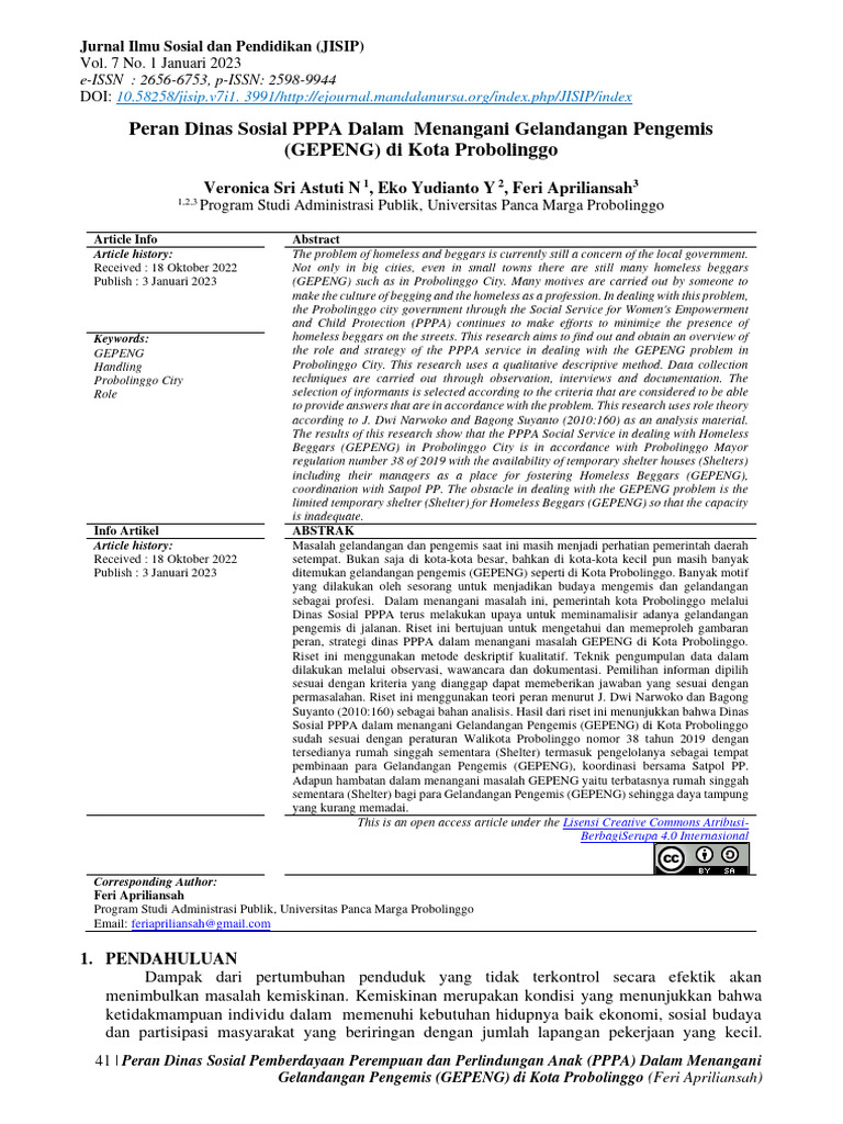 Jurnal Probolinggo Pengemis Dan Gelandangan | PDF | Science | Methodology