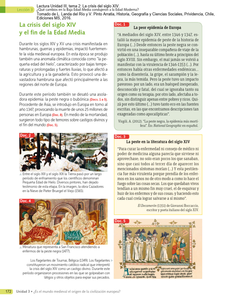Lectura UIII, tema 2- Crisis del siglo XIV | PDF | Muerte negra | Epidemias