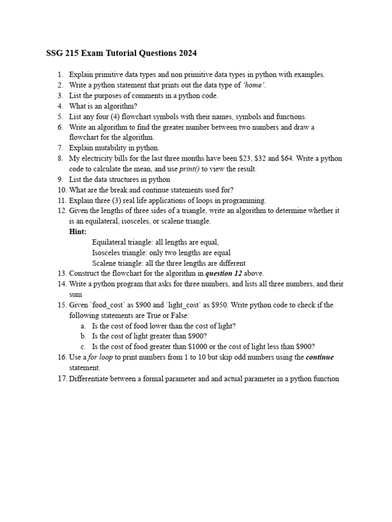 SSG 215 Exam Tutorial Questions | PDF