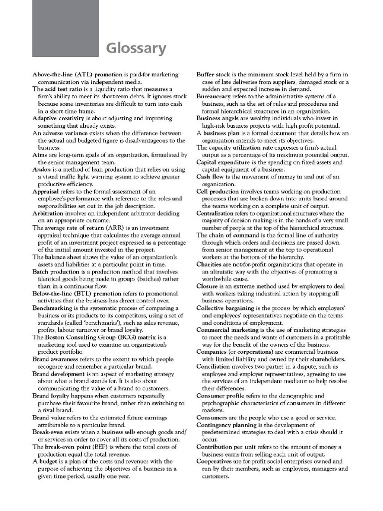Business Management Glossary | PDF