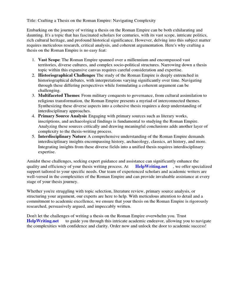 Roman Empire Thesis Statement | PDF | Ancient Rome | Roman Republic