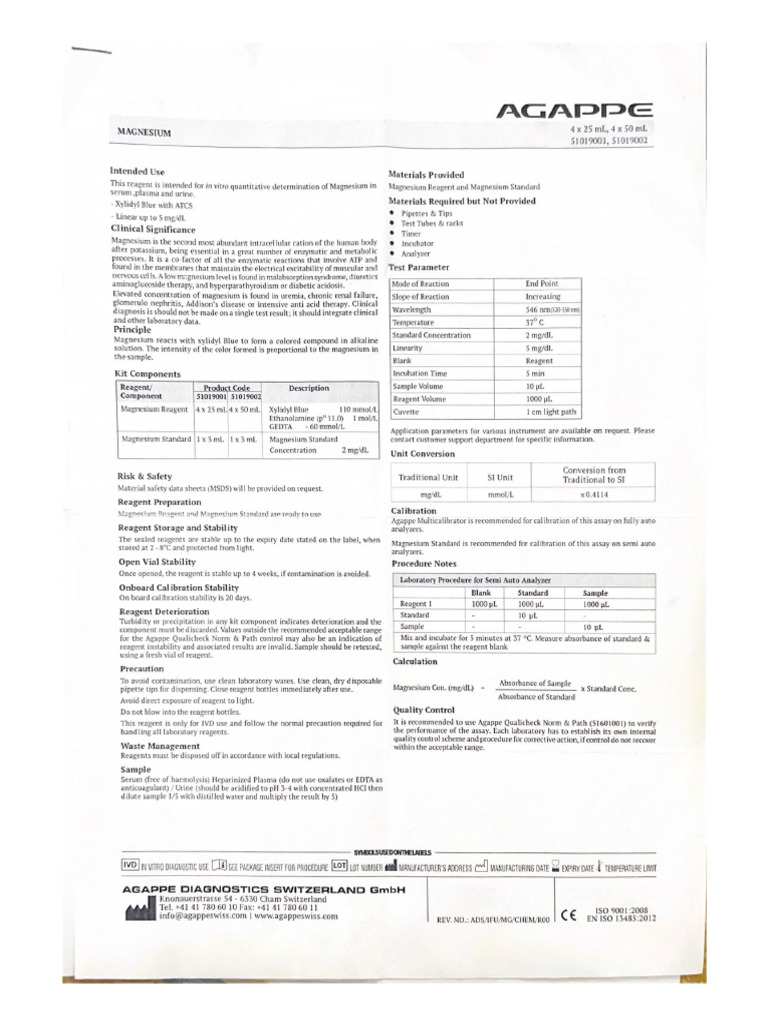 Electrolytes Package Insert | PDF