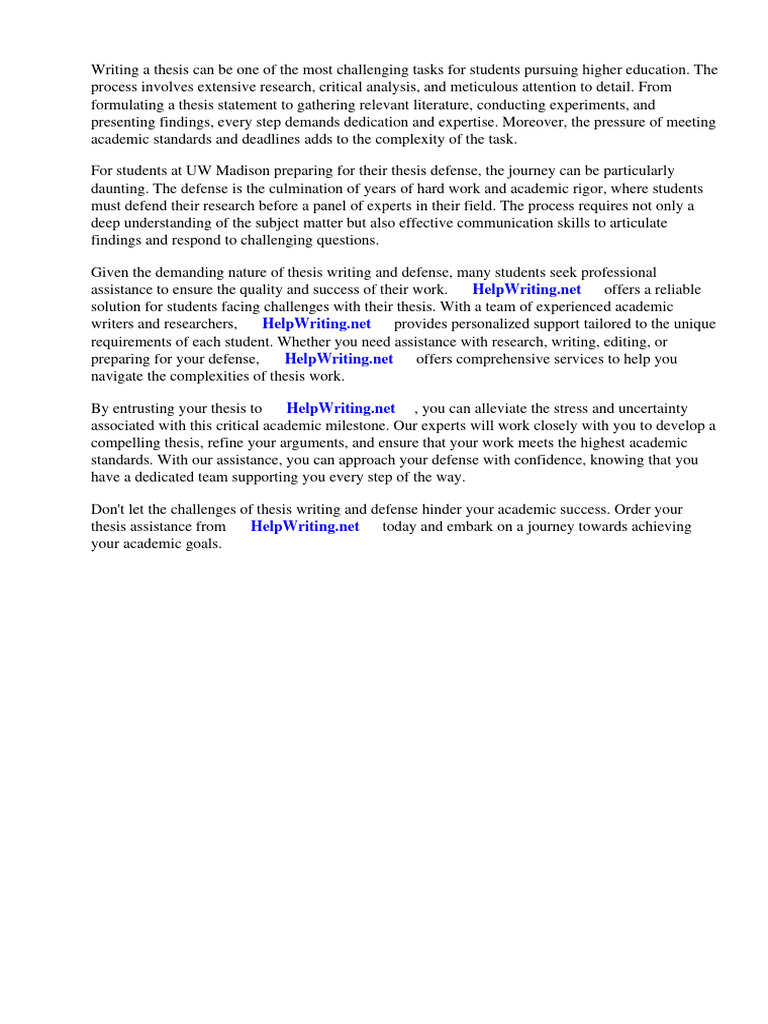 Uw Madison Thesis Defense | PDF | Thesis | Expert