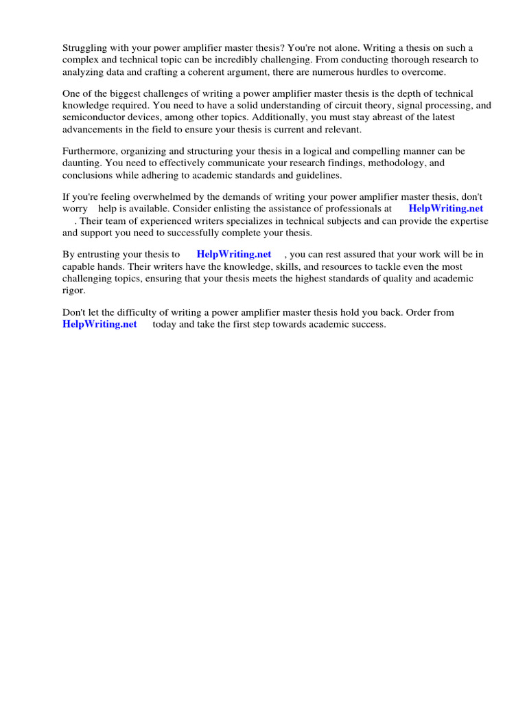 Power Amplifier Master Thesis | PDF | Amplifier | Electronic Circuits