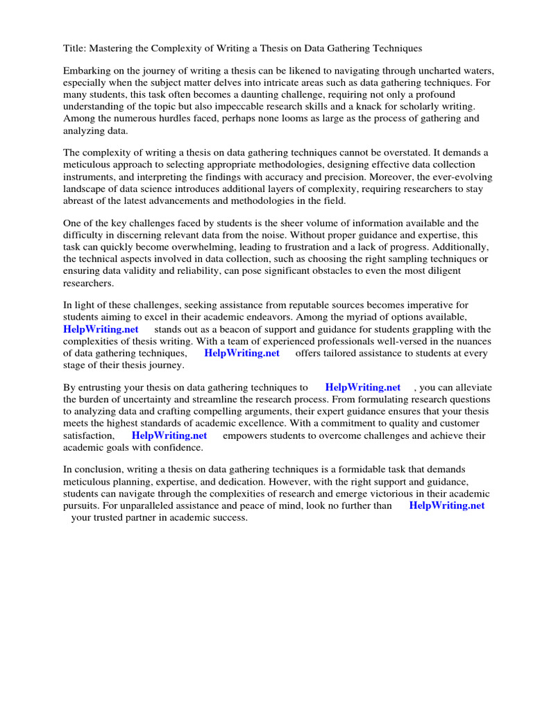 Data Gathering Techniques Thesis | PDF | Methodology | Qualitative Research