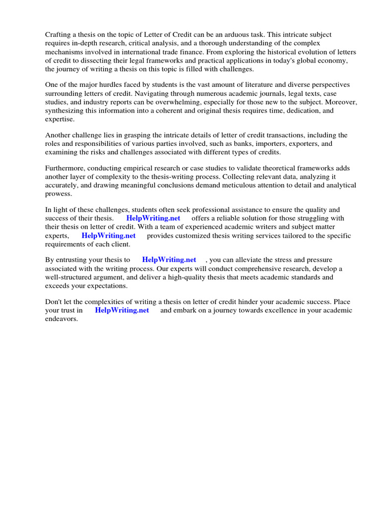 Thesis Letter of Credit | Download Free PDF | Letter Of Credit | Business