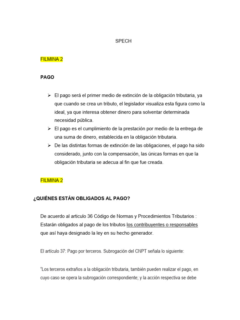 Spech 1 | PDF | Estatuto de limitaciones | Pagos