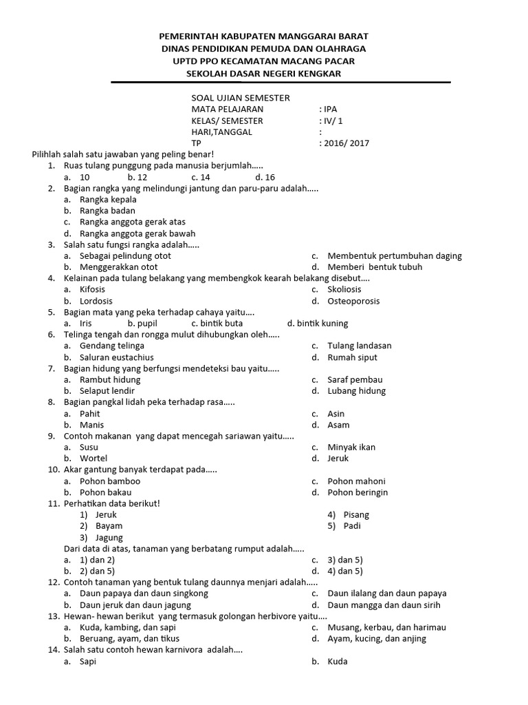 Soal Ipa Kls IV - VI | PDF