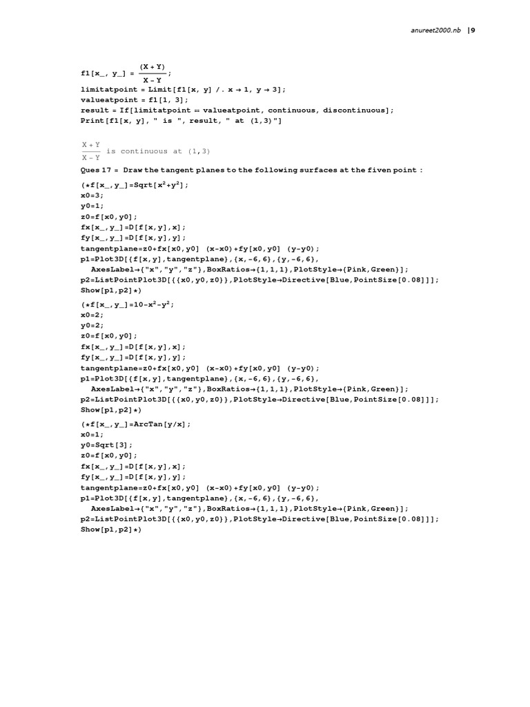 Mathematica Practical File 3-5 | PDF