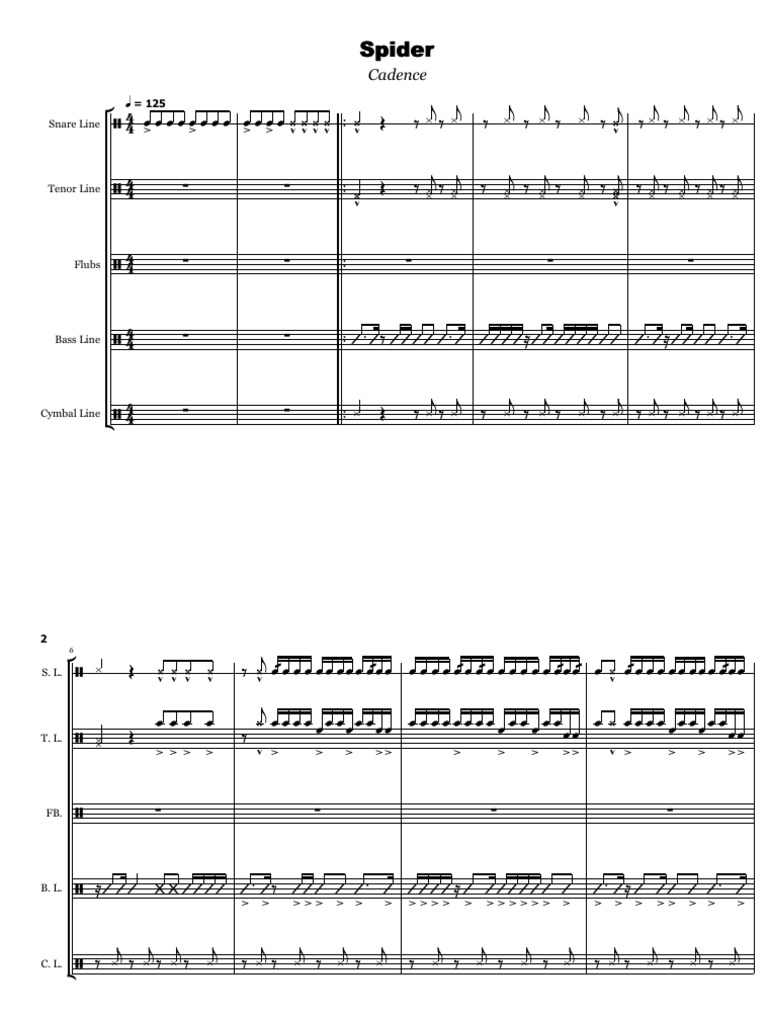 Spyder 23 - Drumline Cadence | PDF | Performing Arts Companies ...