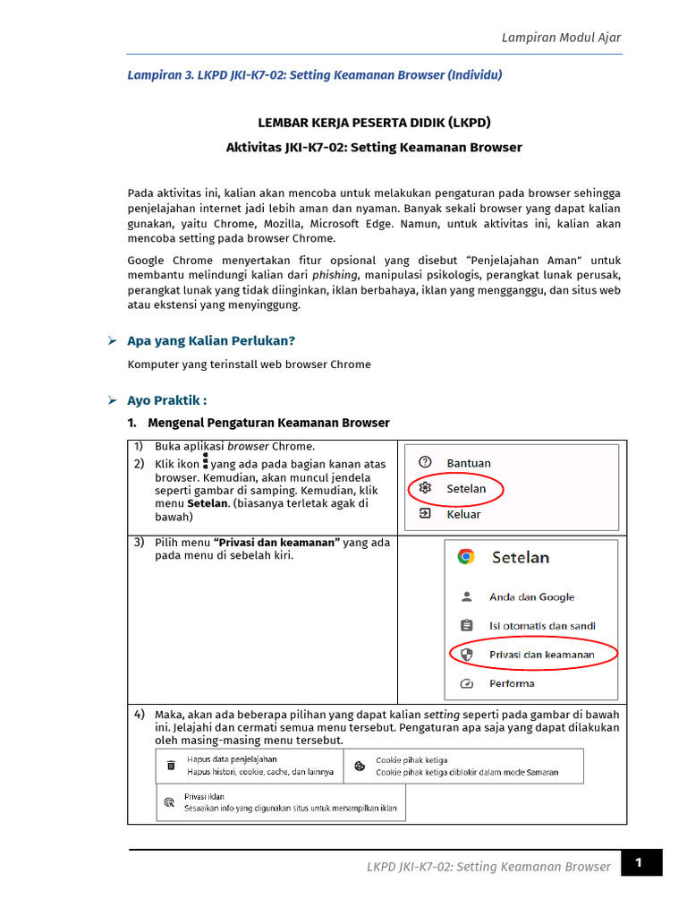 LKPD JKI-K7-02_Setting Keamanan Browser | PDF