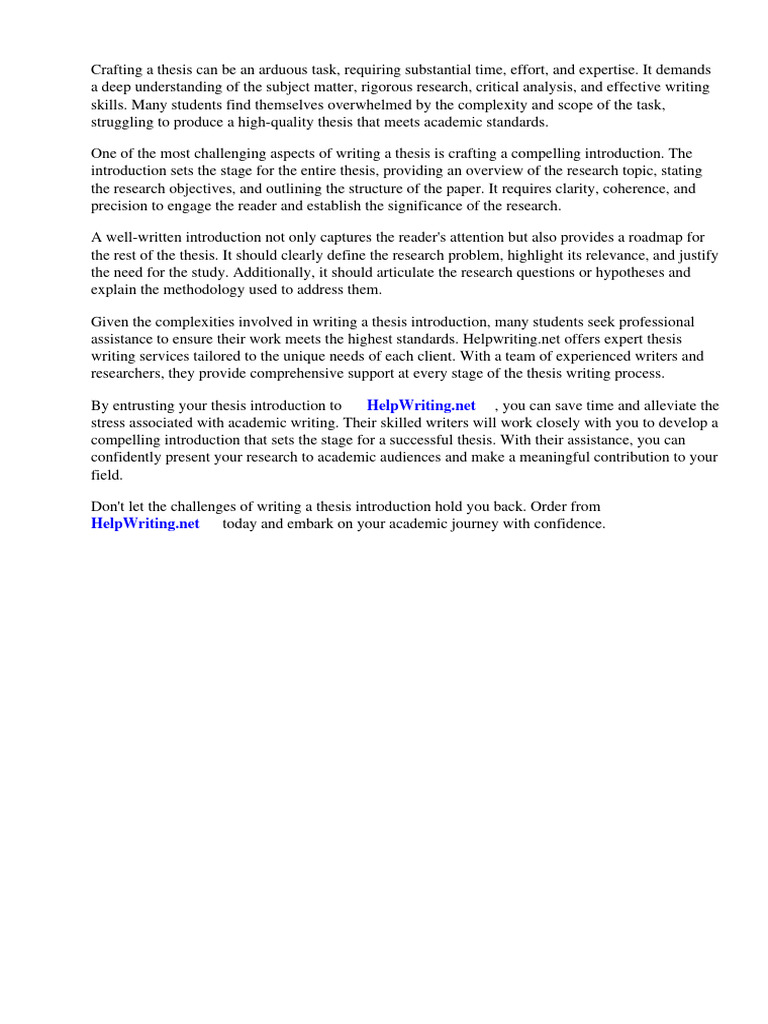 Example of A Good Thesis Introduction | PDF | Essays | Thesis
